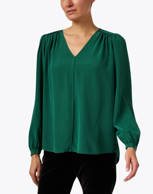 Green silk blouse store